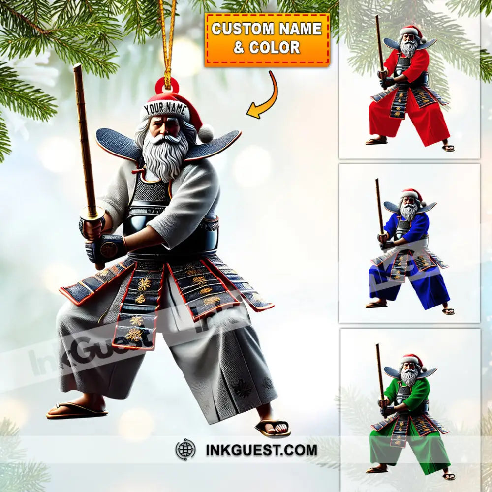 Santa Samurai Home Decor Christmas Ornament, Personalized Ornament