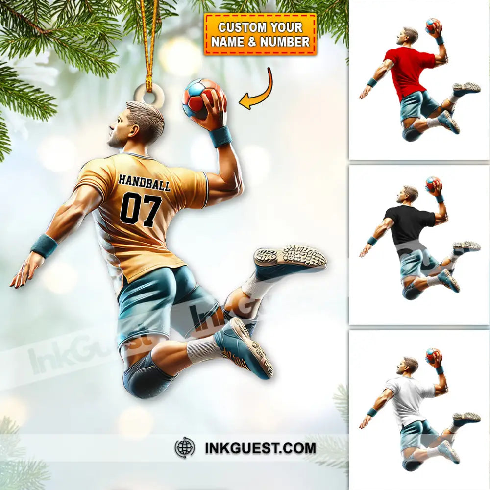 Custom Name and Number Handball Ornament, Christmas Gift for Handball