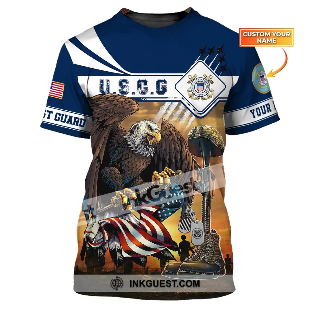 Man Shirt, Custom Name U.S.Coast Guard Shirt, Veteran Shirts, USCG T-S