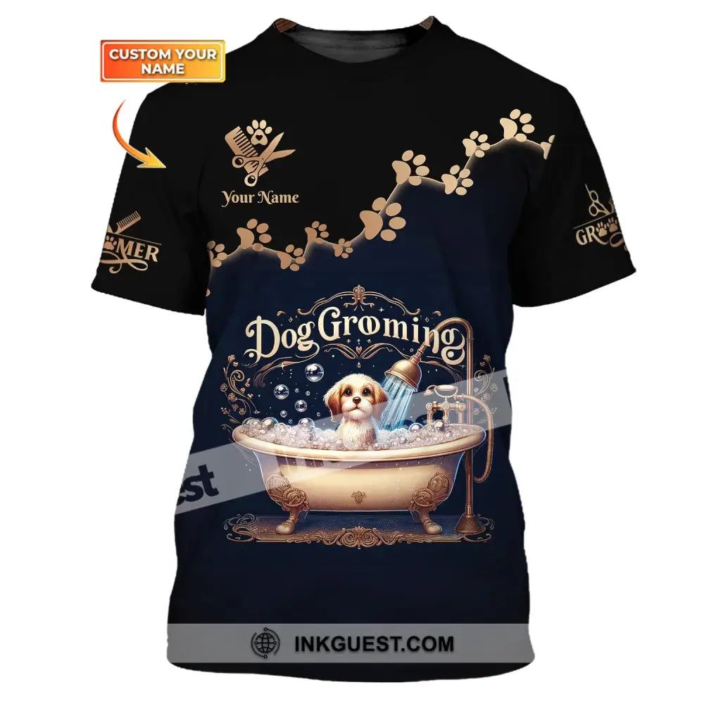 Unisex Shirt, Custom Name Groomer Shirt, Dog Grooming T-Shirt Hoodie,