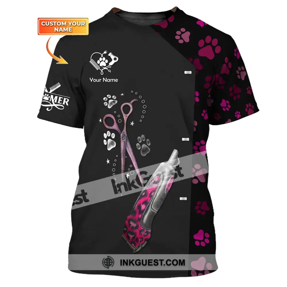 Unisex Shirt, Custom Name Groomer Shirt, Pet Grooming T-Shirt, Gift fo