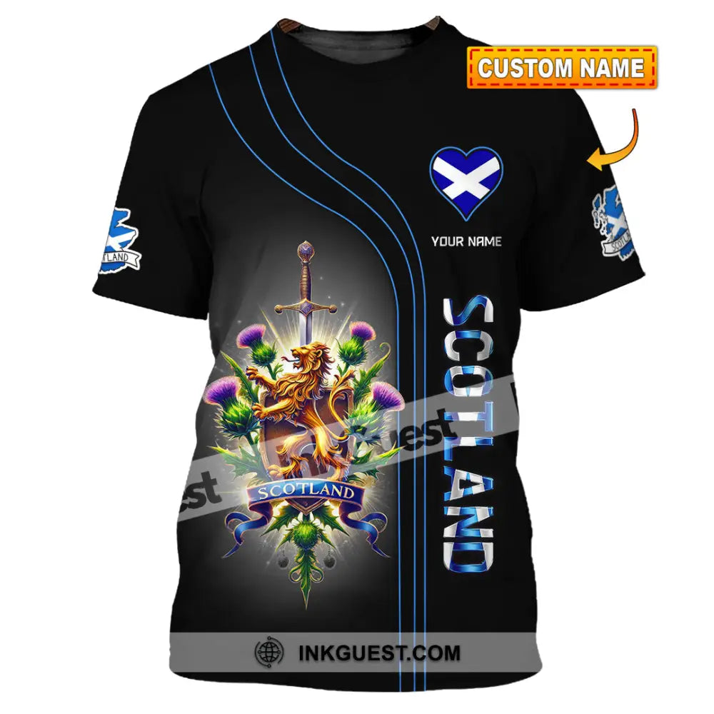 Unisex Shirt, Custom Name Scotland Shirt, Scotland Lover Polo Long Sle
