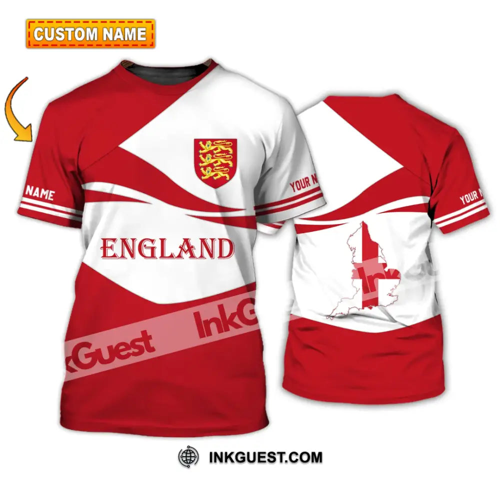 Unisex Shirt - Custom Name 3D Shirt - England Map, England Lover