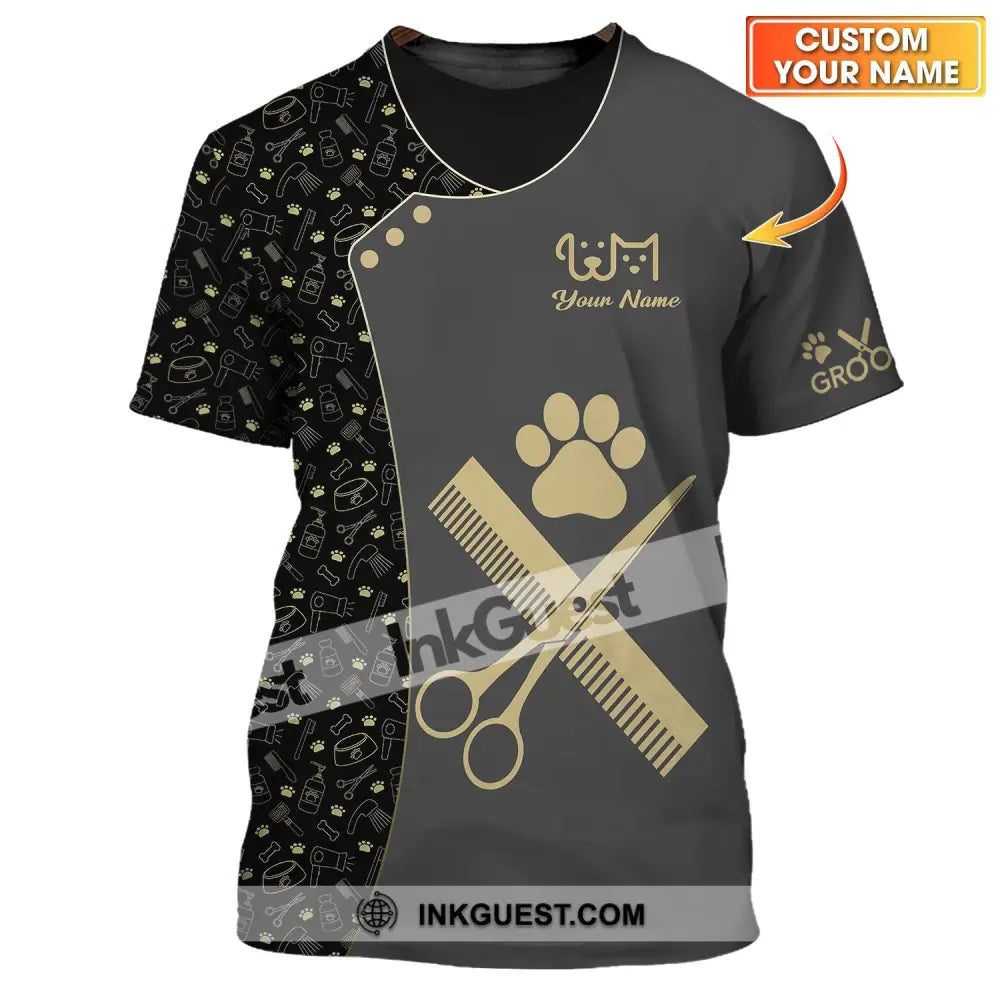 Unisex Shirt - Custom Name Dark Shirt For Pet Grooming
