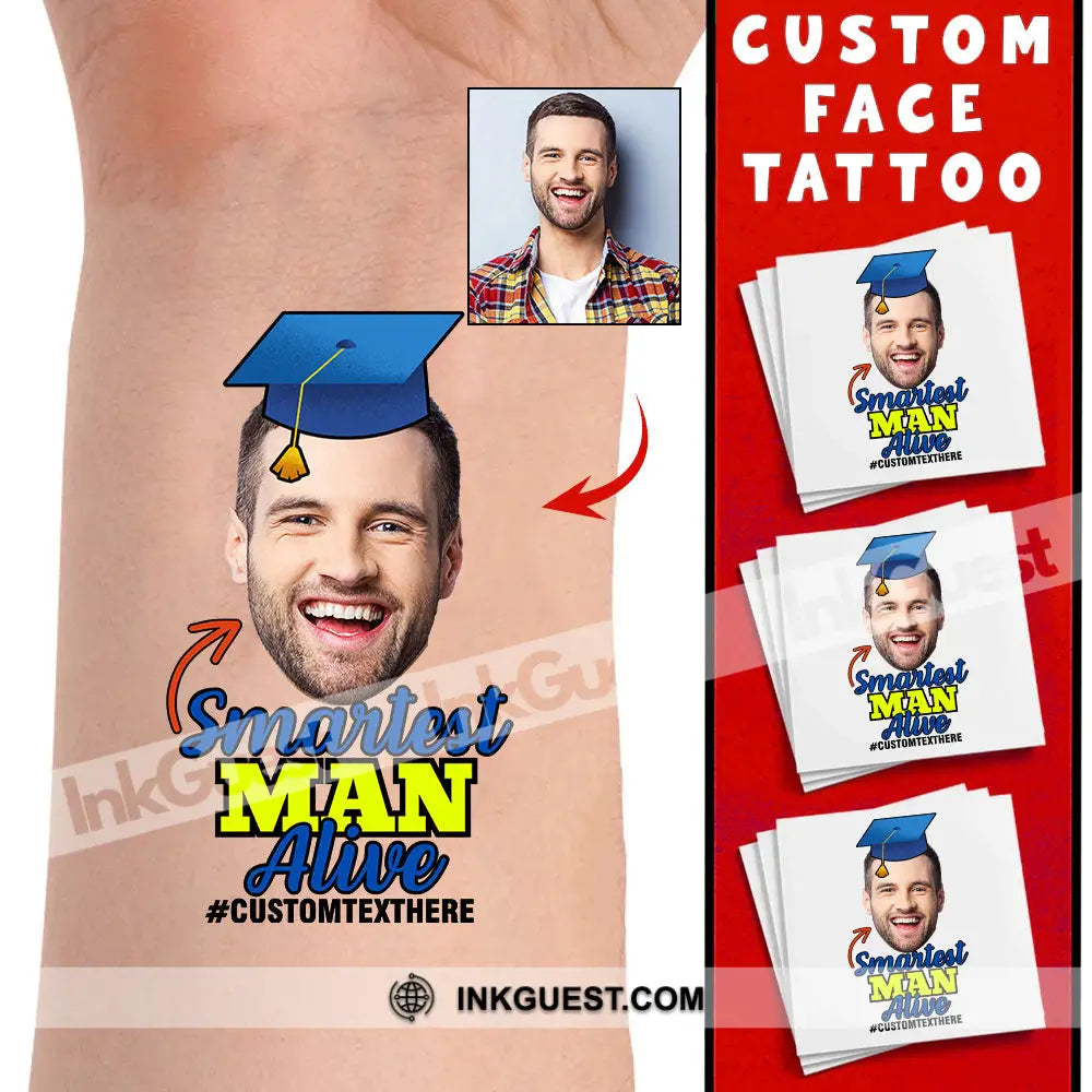 Smartest Man Alive Tattoo Gift, Custom Temporary Tattoo, Personalized