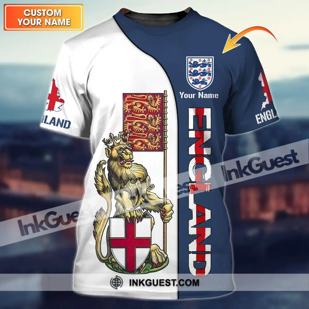 Unisex Shirt - Custom England Football Name T-Shirt, England Three Lio