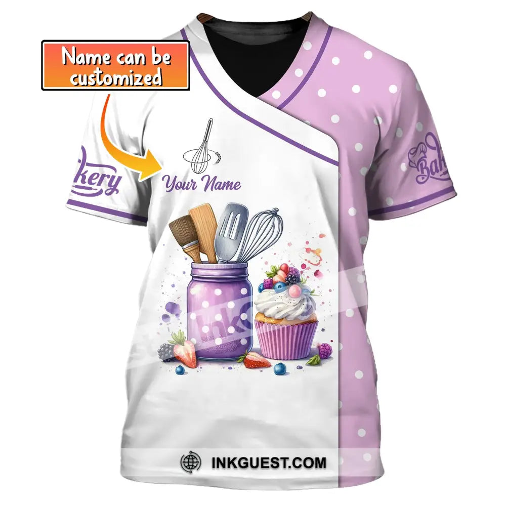 Unisex Shirt, Custom Name Baker Shirt, Bakery Shop Uniform, Bakery Che