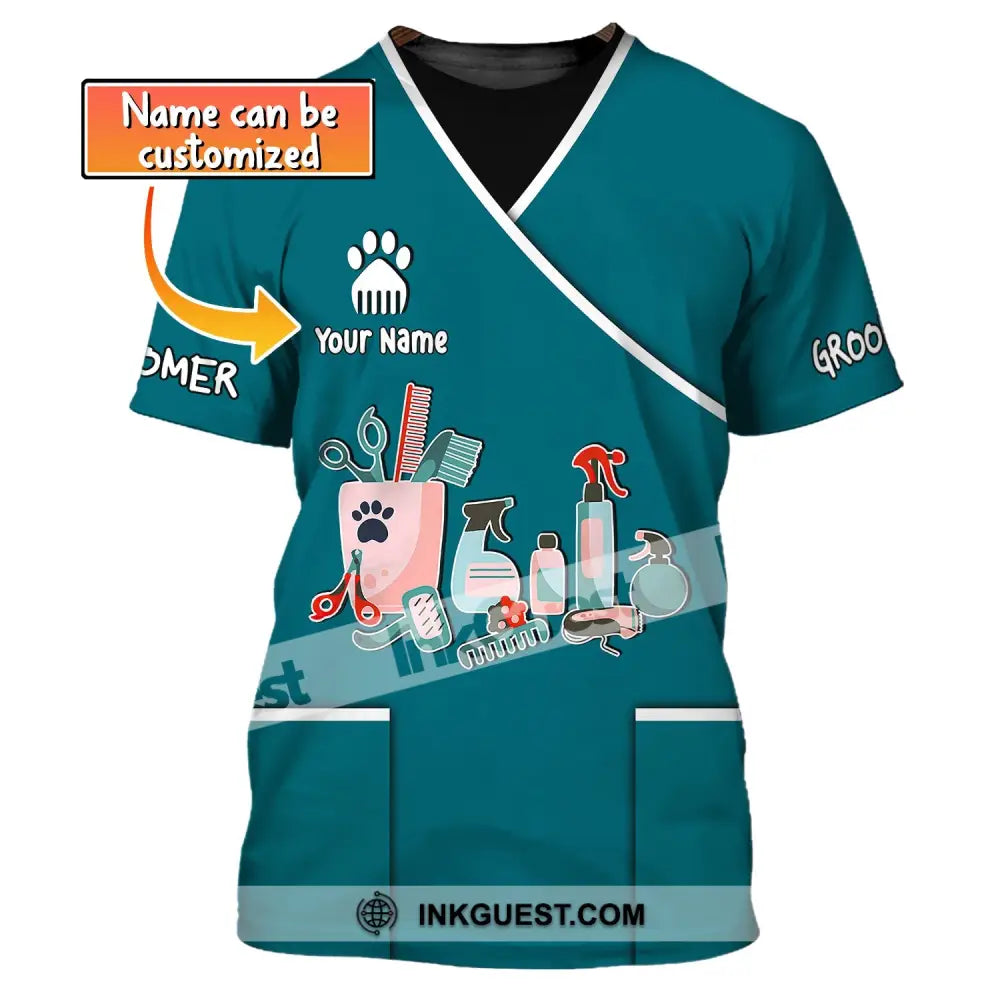 Unisex Shirt, Custom Name Groomer Shirt, Pet Groomer Polo, Pet Groomin