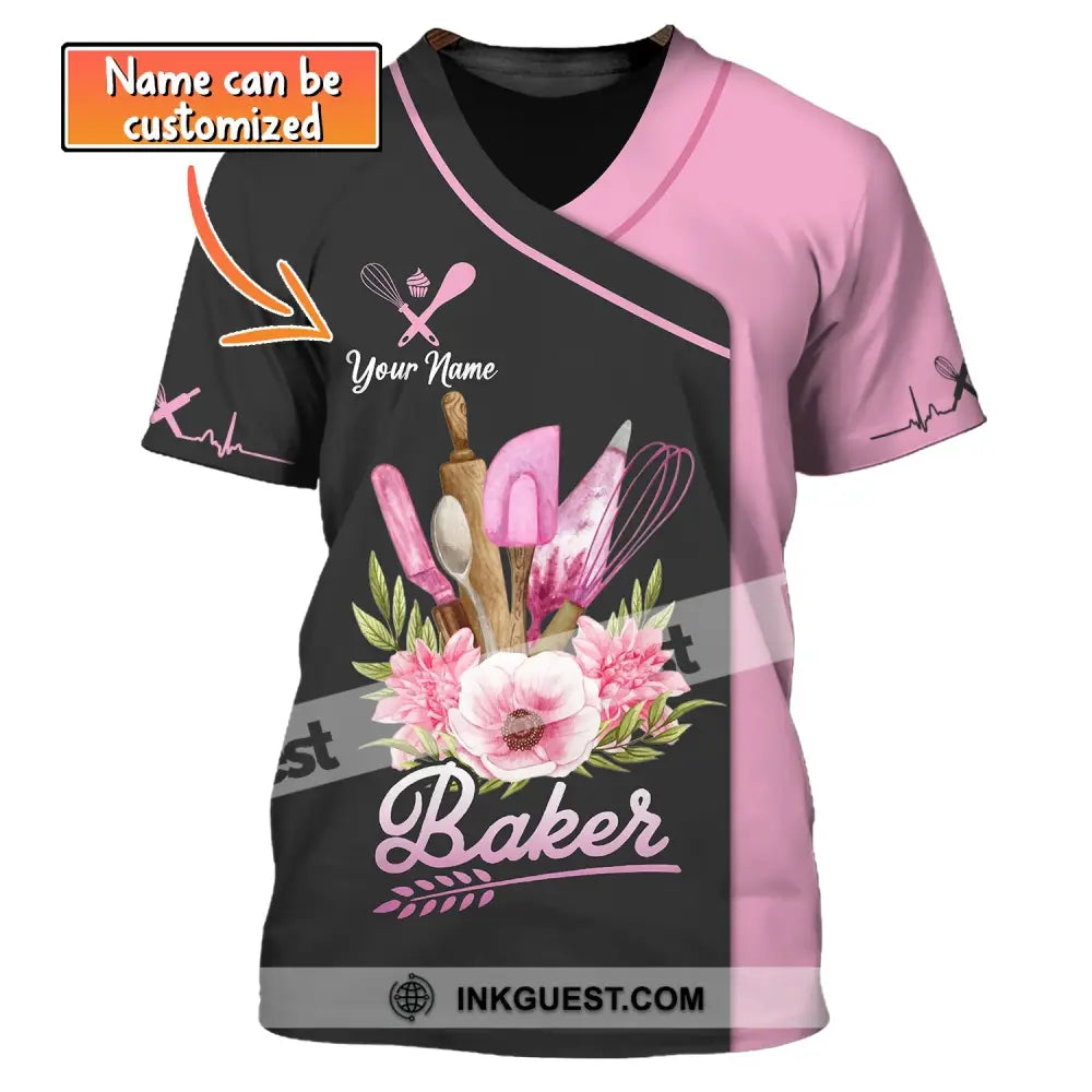 Woman Shirt, Custom Name Baker Shirt, Bakery Uniform Shirt, Bakery Che