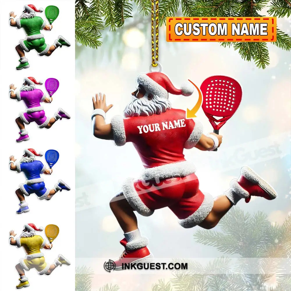 Custom Name Padel Santa Ornament, Christmas Gift for Padel Lover